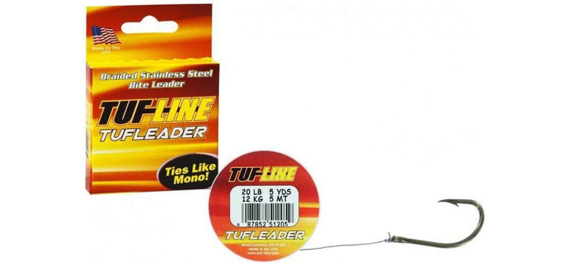 Tuf-Line flätad rostfritt stål Tuf-Leader, 0,33mm 12kg, 5m - Eagle Fishing